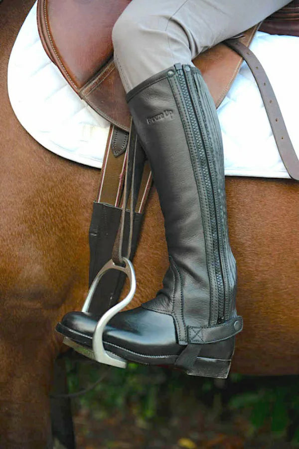 Top Quality Leather Chap (1/2 leg) Black Child — TRI Equestrian