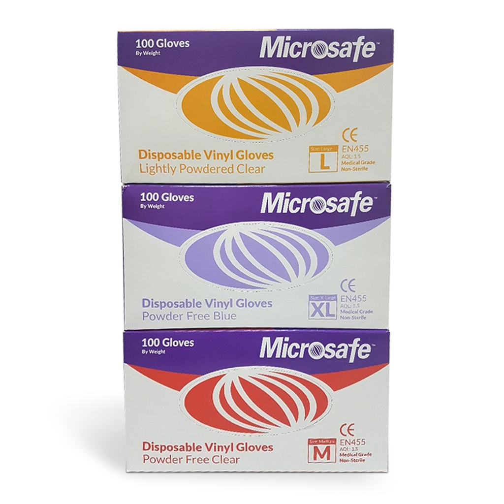 Microsafe Vinyl Gloves Powder Free (100s) L — TRI Equestrian